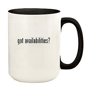 got availabilities? - 15oz Ceramic Colored Handle and Inside Coffee Mug Cup, Black