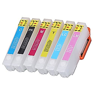 FTVOGUE 6Pcs Ink Cartridge PP Reusable 6Colors Printer Refill Ink Cartridge Replacement (T2431/T2432/T2433/T2434/T2435/T2436)