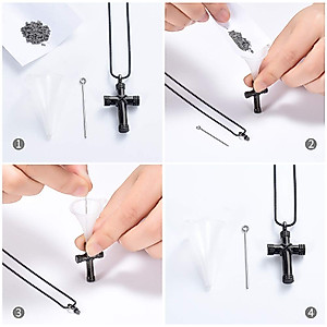 Rope Winding Cross Cremation Ashes Urn Pendant Necklace Memorial Keepsake Jewelry Lord’s Prayer Cross Ashes Necklaces (Black)