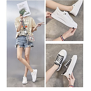 AINIJIA&HOLO Women's Platform White Sneaker,Chunky White Sneakers,Fashion Casual Walking Shoes with Socks (A,8.5,8.5)