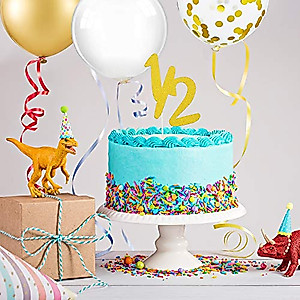 Skylety 51 Pieces 6 Months Birthday Decorations Happy Half Birthday Banner 6 Month Cupcake Topper Pick 1/2 Half Year Cake Topper Triangle Flag Banner Confetti Balloons for Girl Boy Baby Shower (Gold)