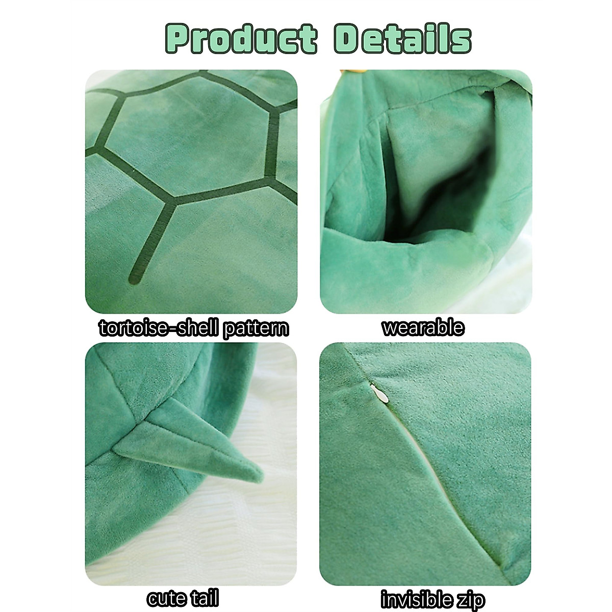 Rruonshully 40 Inch Wearable Turtle Shell Pillows Tortoise Shell Plush Turtle Stuffed Animal Dress Up Cushion Costume for Adlut