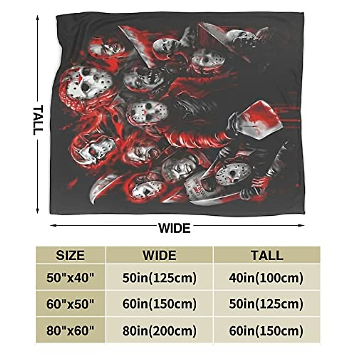 Horror Movie Characters (Many Faces of) Flannel Blanket,Super Soft, Comfortable and Warm, Perfect for Sofa, Living Room and Bedroom 80"X60"