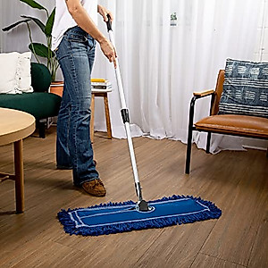 Tidy Tools Commercial Dust Mop & Floor Sweeper, 48 in. Dust Mop for Hardwood Floors, Reusable Dust Mop Head, Extendable Mop Handle, Industrial Dry Mop for Floor Cleaning & Janitorial Supplies, Blue