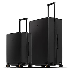 LEVEL8 2 Piece Luggage Sets, 20 inch 28 inch Hardshell Suitcases Sets, Lightweight Luminous Textured PC Hardside Spinner Trolley with TSA Lock, 2-Piece Set (20/28) - Black