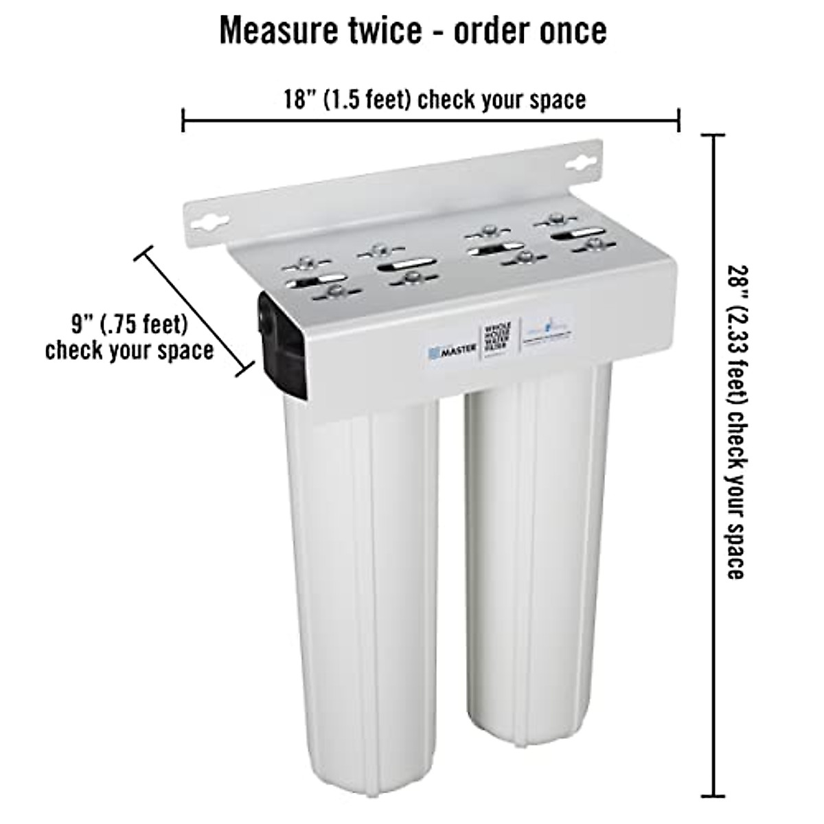 Home Master HMF2SmgCC Whole House Water Filter, 4-layer sediment filter 25 to 1 micron, Powerful Up-Flow KDF85 & Catalytic Carbon 10gpm, 1” NPT ports, Patented heavy steel bracket fits 16” wall studs