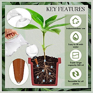 Domensi 4 Pcs Watering Globes Automatic Plastic Self Watering Planter Insert Waterer Watering Bulbs 17 oz for Indoor Plants Drip Irrigation Plant Watering Devices with Slow Release Control for Garden