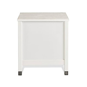 Baja Night Stand / 2 Drawer / Solid Wood / Rustic Bedside Table for Bedroom, Living Room, Sofa Couch, Hall / Metal Drawer Pulls, Shabby White