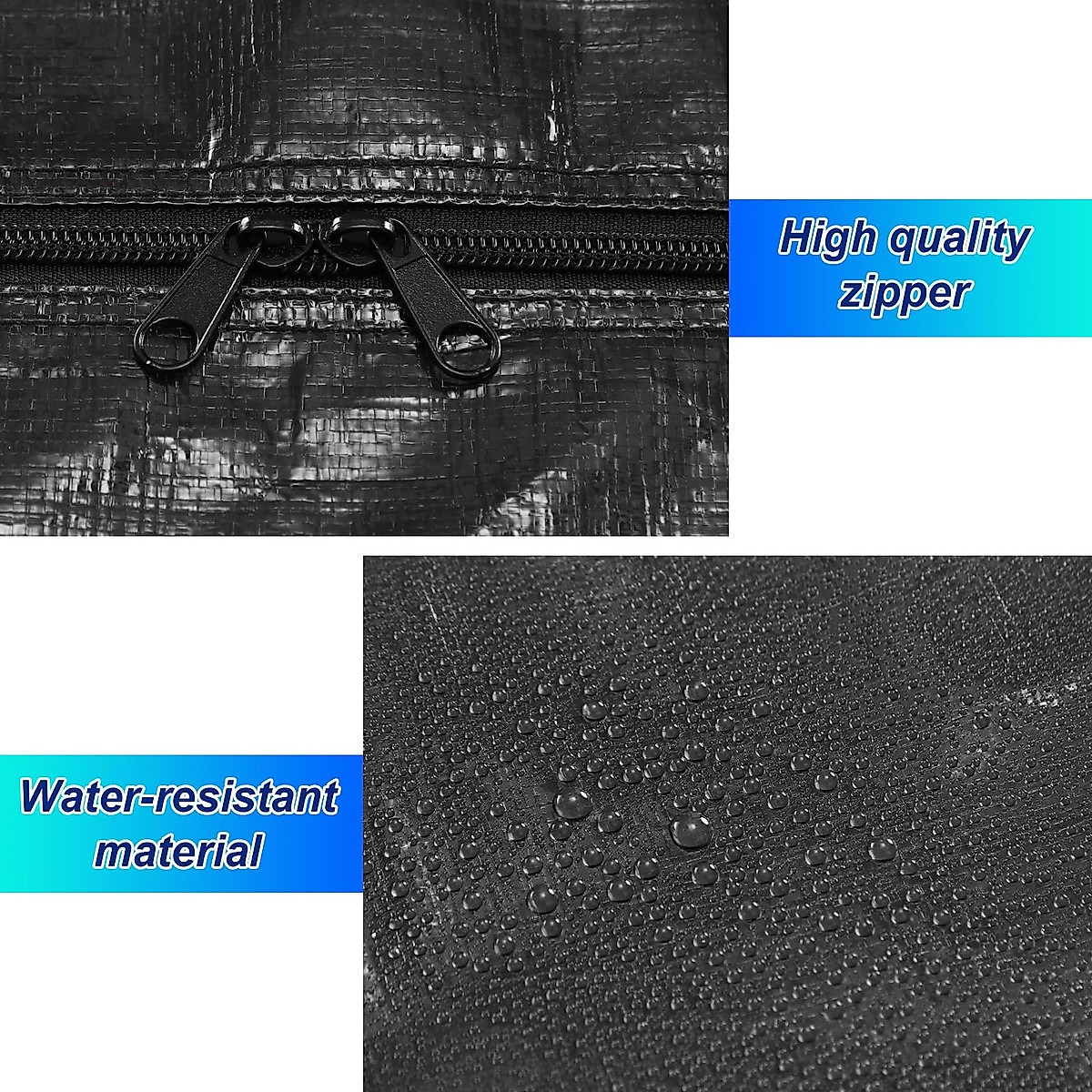 Clysee 4 Pcs 66 Gallon Large Storage Bags with Zipper and Handles Foldable Moving Bags Heavy Duty Extra Large Tote Duffle Bag for College Dorm Travel Clothes Blankets Bedding Moving (Black)