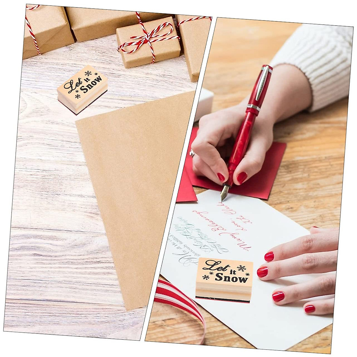 3pcs Christmas Snowflake Stamp Wooden Stamps Scrapbook Stamp Christmas Holiday Decorative Rubber Stamp Xmas Stamp Wooden Seal DIY Diary Stamp Snow Stamp self Made periodicals