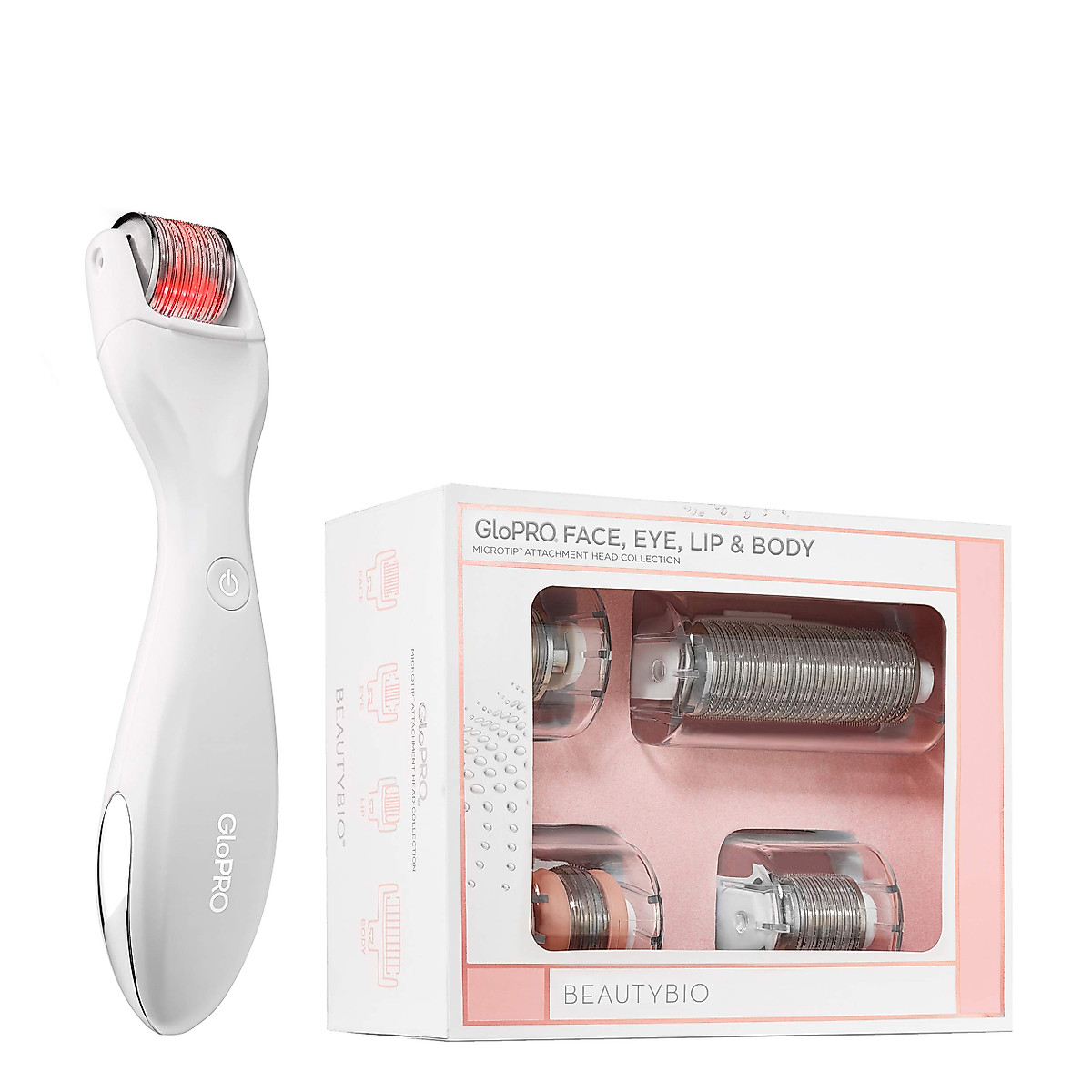 BeautyBio GloPRO️ At-Home Microneedling Tool + 4 Attachment Heads: Face, Eye, Lip & Body. Restores volume and maximizes skincare benefits
