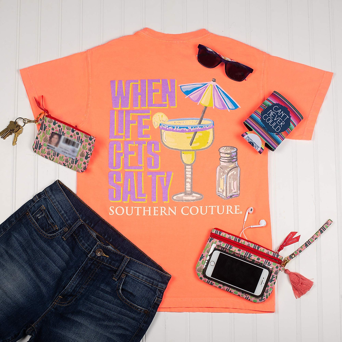 Cactus Southwest Dusty Pink and Orange 7 x 5 Polyester Phone Wristlet Handbag