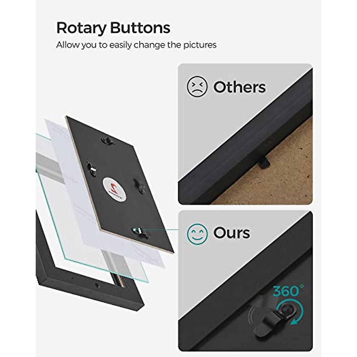 SONGMICS 4X6 Collage Picture Frames for Wall Decor, 12-Pack , Black Photo Collage Frame, Multi Picture Frame Set with Glass Front, Assembly Required