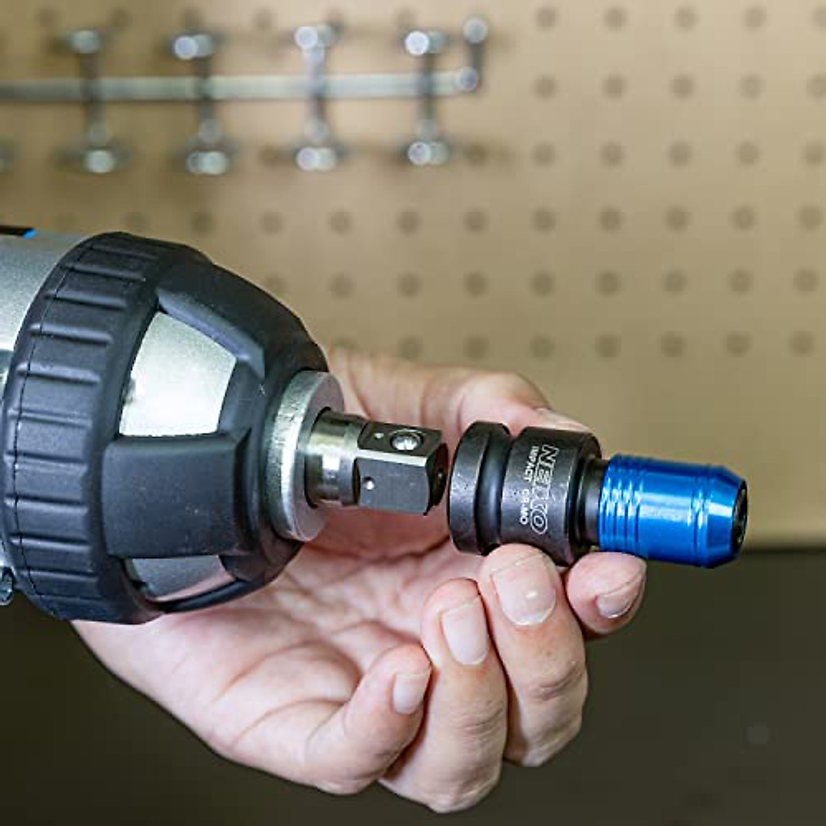 Neiko 30275A Impact Wrench Adapter for Ratchet-Wrench Drivers, 1/2-Inch-Drive Female to 1/4-Inch Hex Converter, Quick-Change Chuck, CrMo Steel