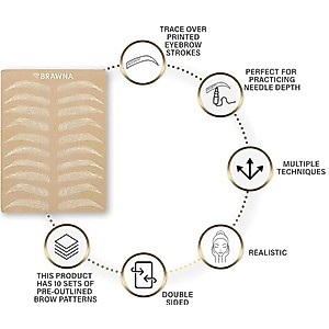 6 pcs Microblading Practice Skin - Inkless Double Sided Practice Skin For Eyebrow Tattoos - Fake Skin Sheets - Microblading Supplies - Microshading Kit - PMU Supply