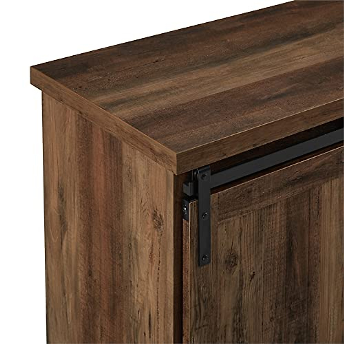 Walker Edison Carson Modern Farmhouse Sliding Slat Door Storage Cabinet, 32 Inch, Rustic Oak