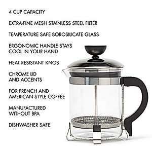 Primula 4 Cup Classic Coffee Press, Chrome