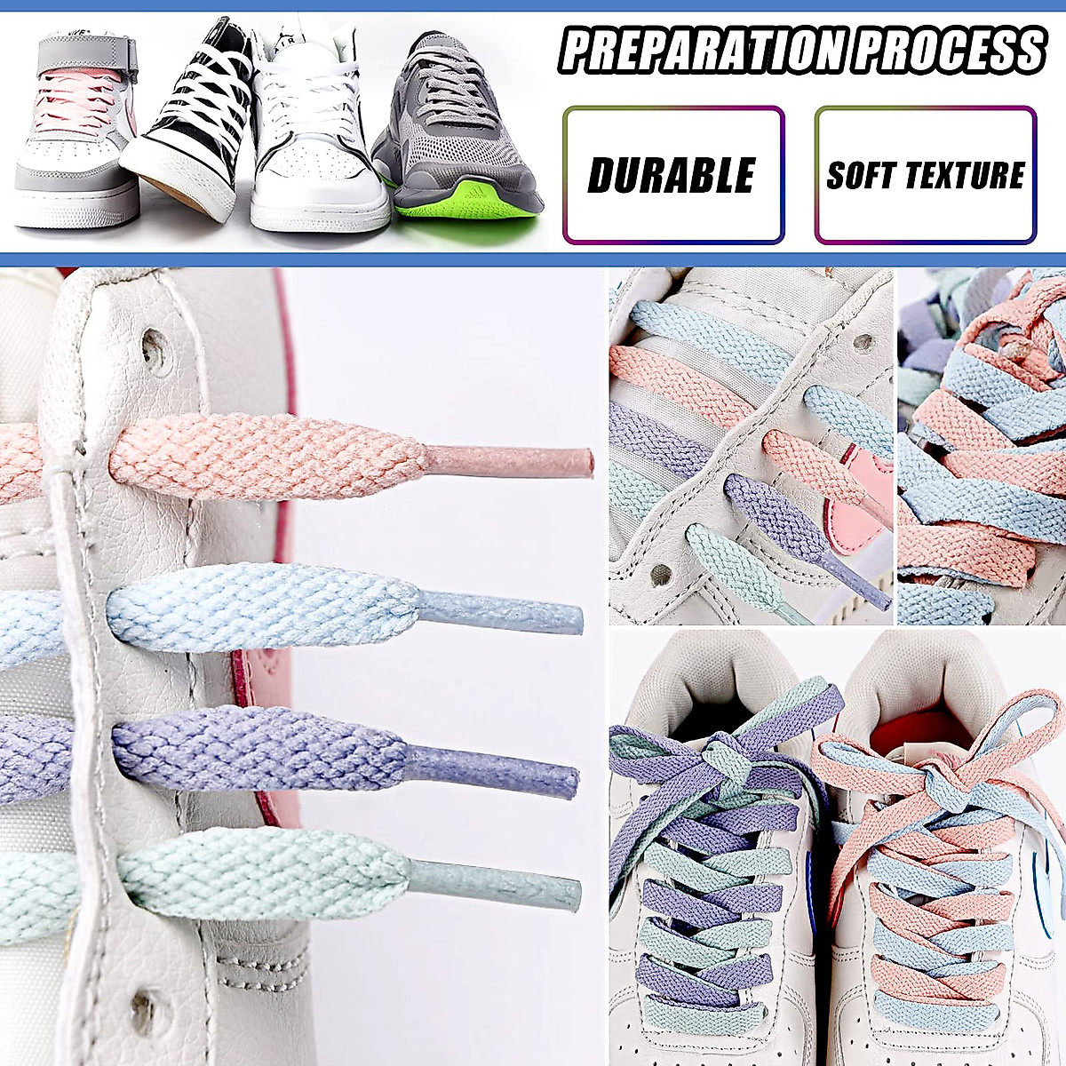 ISUSSER 30 Pairs Flat Colored Shoe Laces, 31" 40" 47" 54" Athletic Shoelaces 30 Colors Shoe Strings for Sneakers Boots Skate Shoes Sport Shoes