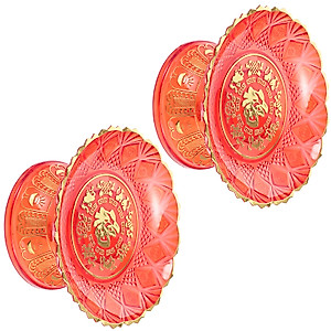 Veemoon 4pcs Blessing Use Decorative Rituals Holders Sacrifice Snack Food Decor Holder Serving Wedding Fruit Decoration Footed Plate Round Nuts Plates Containers Bowl Buddhist Offering S