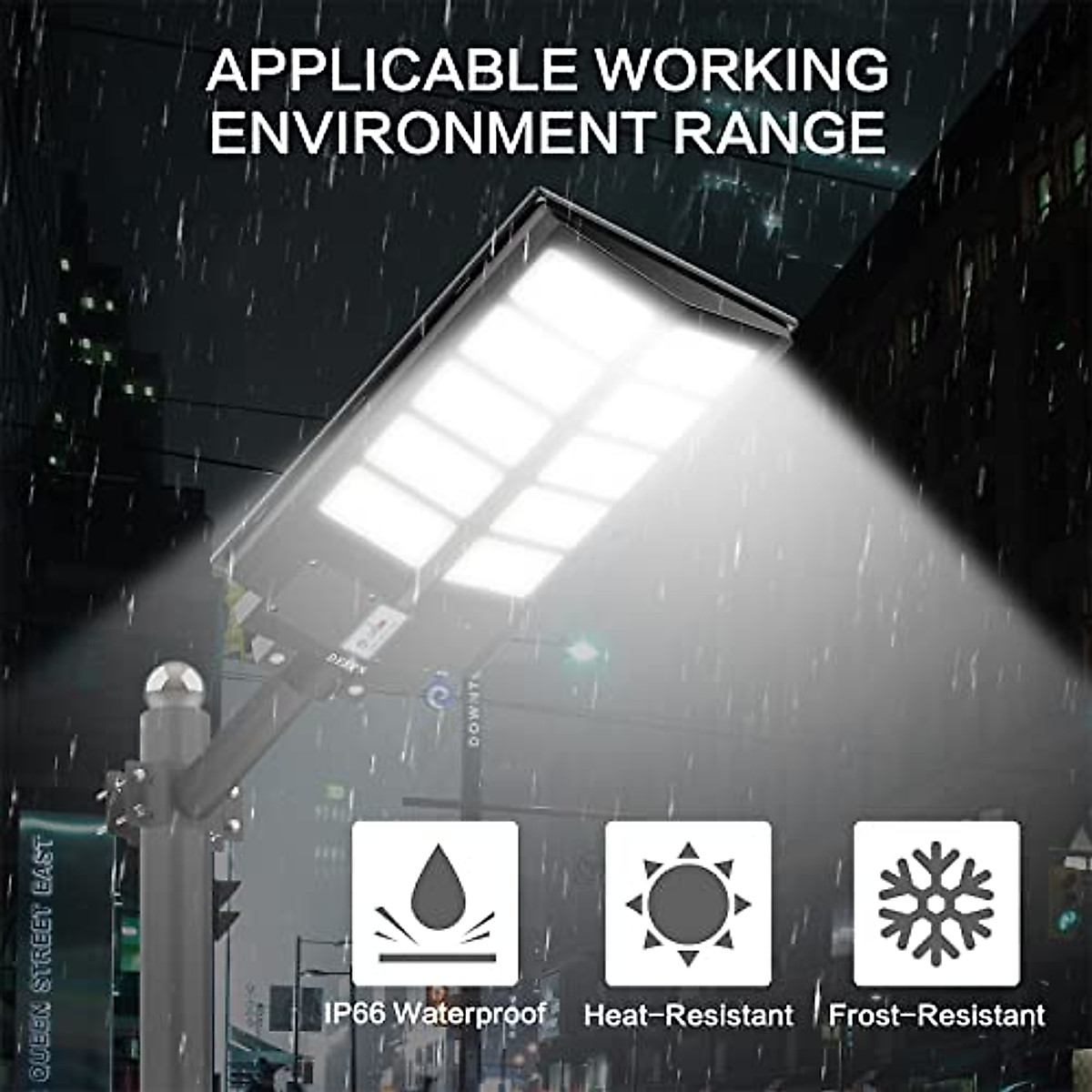 Deepn 1500W Solar Street Light Outdoor Waterproof 120000 Lumens Dusk to Dawn Solar Flood Light Motion Sensor, LED Solar Lights with Remote Control for Parking Lot, Backyard