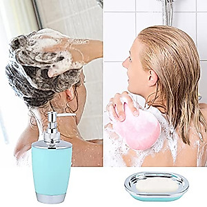 Yosoo 6 Piece Plastic Bathroom Accessory Set Luxury Bath Accessories Bath Set Lotion Bottles, Toothbrush Holder, Tooth Mug, Soap Dish, Toilet Brush, Trash Can (Light Green)