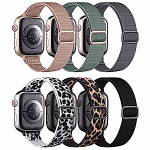 Charlam Compatible with Apple Watch Band 40mm 41mm 38mm for Women Girls, Cute Braided Stretchy Strap Comfortable Thin Elastic Nylon Wristbands for iWatch SE Series 8 7 6 5 4 3 2 1, 38 40 41 mm, B