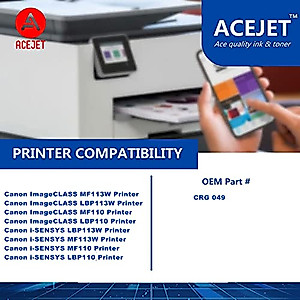 ACEJET Compatible 047 Black Toner Cartridge Replacement for Canon 047 ImageCLASS LBP113W MF113W MF110/LBP110 Series, i-SENSYS LBP113W MF113W MF110/LBP110 Series Printer (Black, 2Pack)