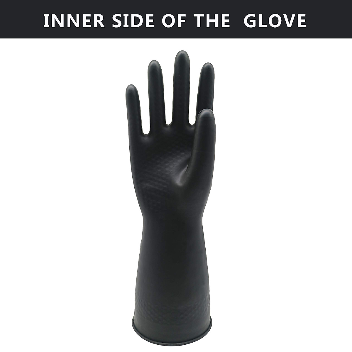 Uxglove Chemical Resistant Gloves, Work Heavy Duty Industrial Rubber Gloves,12.2",Black 1 Pair