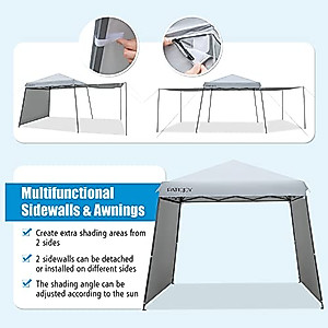 Tangkula 10x10 ft Pop Up Canopy with Dual Awnings, Outdoor Canopy Tent with Center Lock, 16 Stakes, 12 Ropes, Roller Bag, UPF50+ Easy Setup Instant Canopy with 2 Sidewalls for Camping, Patio, Market