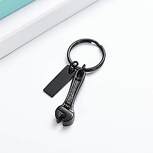 shajwo Cremation Jewelry Wrench Urn Keychain for Ashes Memorial Keepsake Urns for Human Ashes Keyring,Keychain-Black（1.25“0.39”）