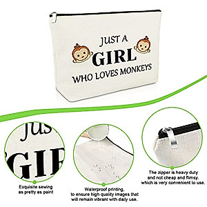 Funny Monkey Gifts for Girls Makeup Bag Animal Lover Gifts for Women Monkey Lover Gifts Birthday Gifts for Best Friend Sister Teen Cosmetic Bag Monkey Themed Gift Pouch Christmas Thanksgiving Gifts