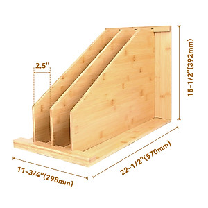 Brvclon Upgrades Tray Dividers for Cabinets,15in Hx22in Dx12in W, Kitchen Cabinet Tray Divider for Pans, Lids, Pot And Pan, Cookie Sheets,Cutting Boards. with 3 Dividers,Keeping The Kitchen Organized