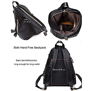 PAOIXEEL Nylon Vintage Backpack, Casual Daypack Outdoor Travel Rucksack Hiking Backpacks for Men and Women, Black