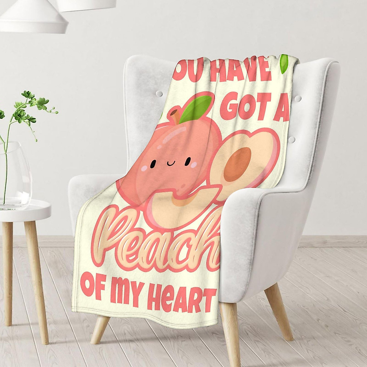 Peach Blanket for Girls - 40x50 Inches Flannel Blankets - Soft Fuzzy Plush Throws Gift - Pink Funny Throw Blanket for Couch, Sofa