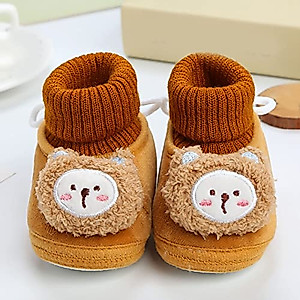 Lykmera Winter Socks Shoes for Baby Children Toddler Boys Girls Floor Shoes Warm Cute Cartoon Bunny Penguins Socks Shoes (C, 12-18 Months)