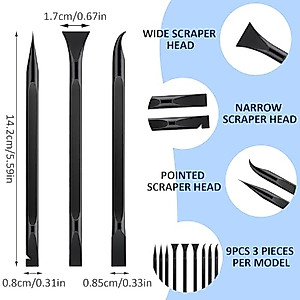 9Pcs Plastic Scraper Tool, Mabor Multi-Purpose Scraper for Tight Spaces Black Non-Scratch Kitchen Scraper Cleaning Pen for Labels Oil Stains Food Paint Remove Stickers