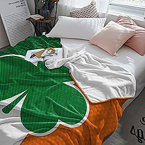Luxury Extra Soft Throw Blanket St. Patrick's Day Irish Flag Printed Flannel Fleece Reversible Blankets Super Warm Cozy Couch Blanket 40x50Inches