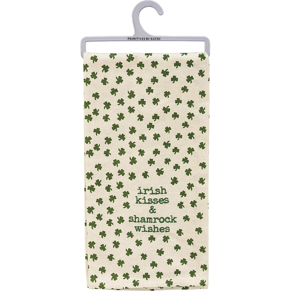 Primitives by Kathy Irish Kisses & Shamrock Wishes Dish Towel, 20 inches x 26 inches, White/Green