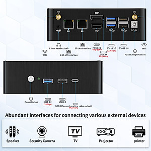 Kinupute Mini PC i9, Desktop Computer with Core i9-12900H, 14 Cores Upto 5.0GHz, Windows 11 Pro, 64G DDR4, 2T M.2 PCIE4.0 SSD, DP/HDMI/USB-C Triple Display, Support 8K/4K@60Hz, Dual LAN, WiFi6E/BT5.3