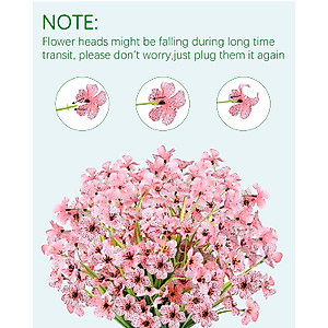 Omldggr 12 Pieces Artificial Violet Flowers Artificial Flowers Faux Violet Flowers Faux Plastic Plant Shrubs Greenery for Indoor Outside Garden Patio Porch Window Box Home Wedding Decoration(Pink)