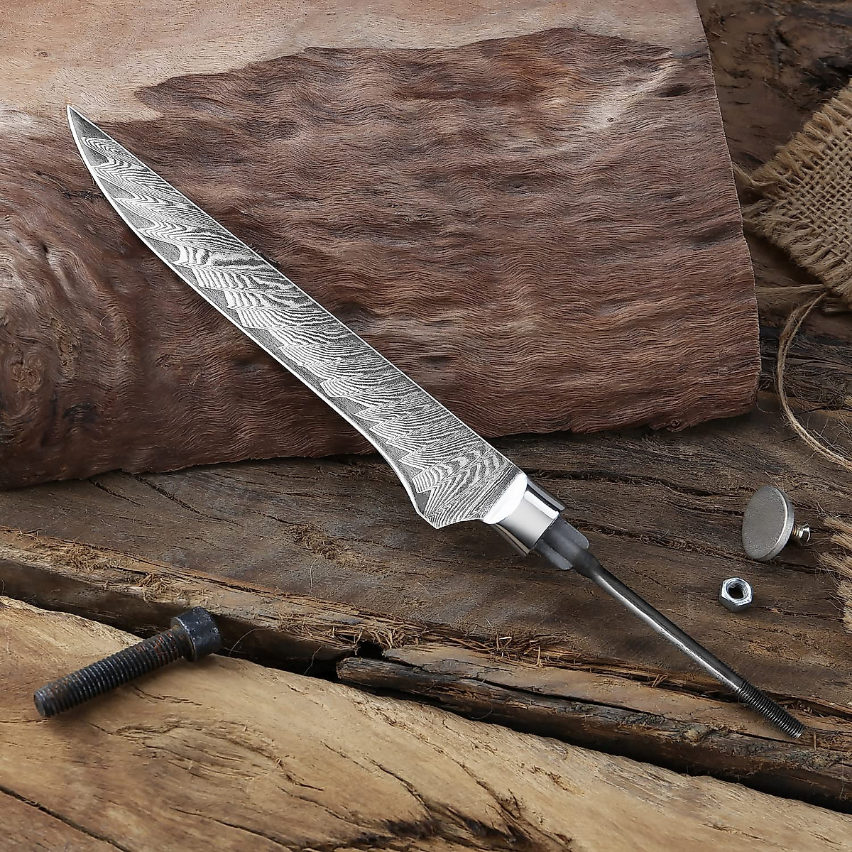 XITUO Boning Knife 6-Inch, 67 Layers Damascus Steel VG10 High Hardness Kitchen Knives Blank Blade Handmade DIY Blades Sharp Knife Billet 9pc Sets Utility (6'' Boning Knife)