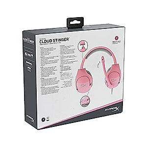 HyperX Cloud Stinger – Gaming Headset, Memory Foam, Soft Leatherette, Durable Steel Sliders, Swivel-to-mute Noise-Cancelling Microphone, Works on PC, PS4, PS5, Xbox and Mobile – Pink