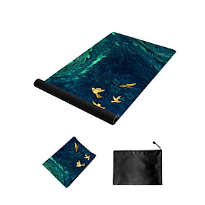 nuveti Printed Travel Yoga Mat-1/16 Inch Thick Non Slip Fitness Workout Mat with Carrying Bag, Foldable Lightweight Suede & Natural Rubber Yoga Mat for Yoga Pilates and Fitness 72" L x 24" W x 1.5mm