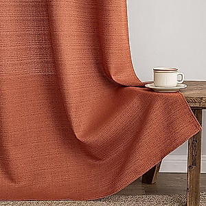 MIULEE Burnt Orange Linen Curtains 72 Inch Length 2 Panels Set for Living Room Bedroom Privacy Fall Farmhouse Burlap Weave Rust Semi Sheer Grommet Light Filtering Window Drapes, W37xL72, Terracotta