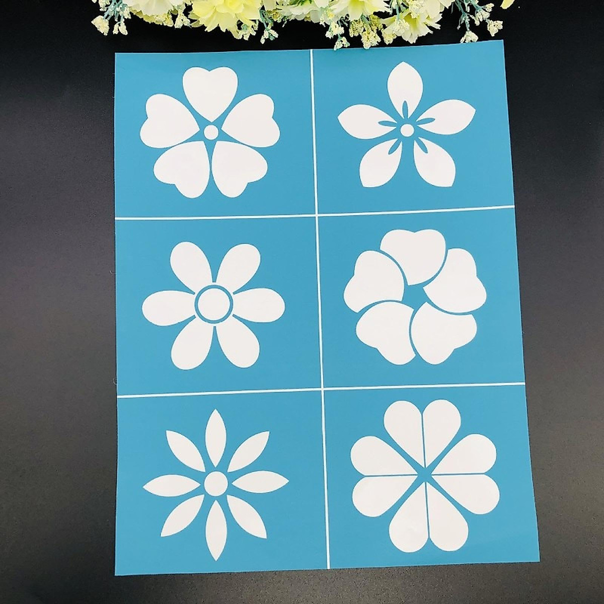 MANGOUSONG Screen Printing Kit,22x28cm Flower Mesh Screen Stencils Self-Adhesive Silk Screen Printing Stencil for Canvas Bag Transfer Print Washable