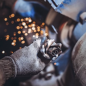 MakuliSmit 100% Hand Forged Iron Rose Sculpture - Gift of Everlasting Love - Wrought Steel Flower