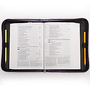 Christian Art Gifts Women's Fashion Bible Cover Faith Hebrews 11:1, Purple Paisley Faux Leather, XL