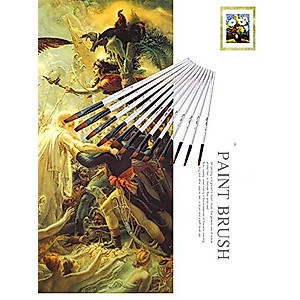 Flat Head Paintbrush Set Nylon Hair Paint Brush Set for Acrylic Oil Watercolor Painting Artist Professional Painting Kits (12pcs Pearl White Flat Head Brush Set)