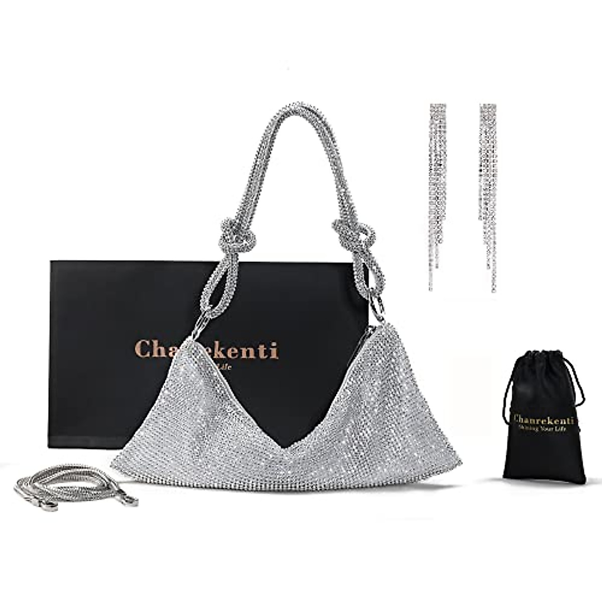 Chanrekenti Rhinestone Purse Rhinestone Evening Bag Rhinestone Sparkly Purse Crystal Top Handle Bag for Women Gift