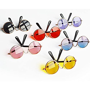 Funny Cat Sunglasses Dog Glasses Metal Retro Circular Glasses Puppy Pet Eyewear for Cosplay Costume Photos Props Pet Accessory Halloween Christmas